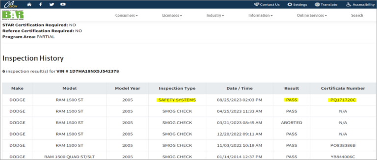 19.090 Vehicle Safety System Inspection Program - California DMV