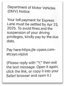 DMV Warns of Fraudulent Text Scam Asking for Toll Payments - California DMV